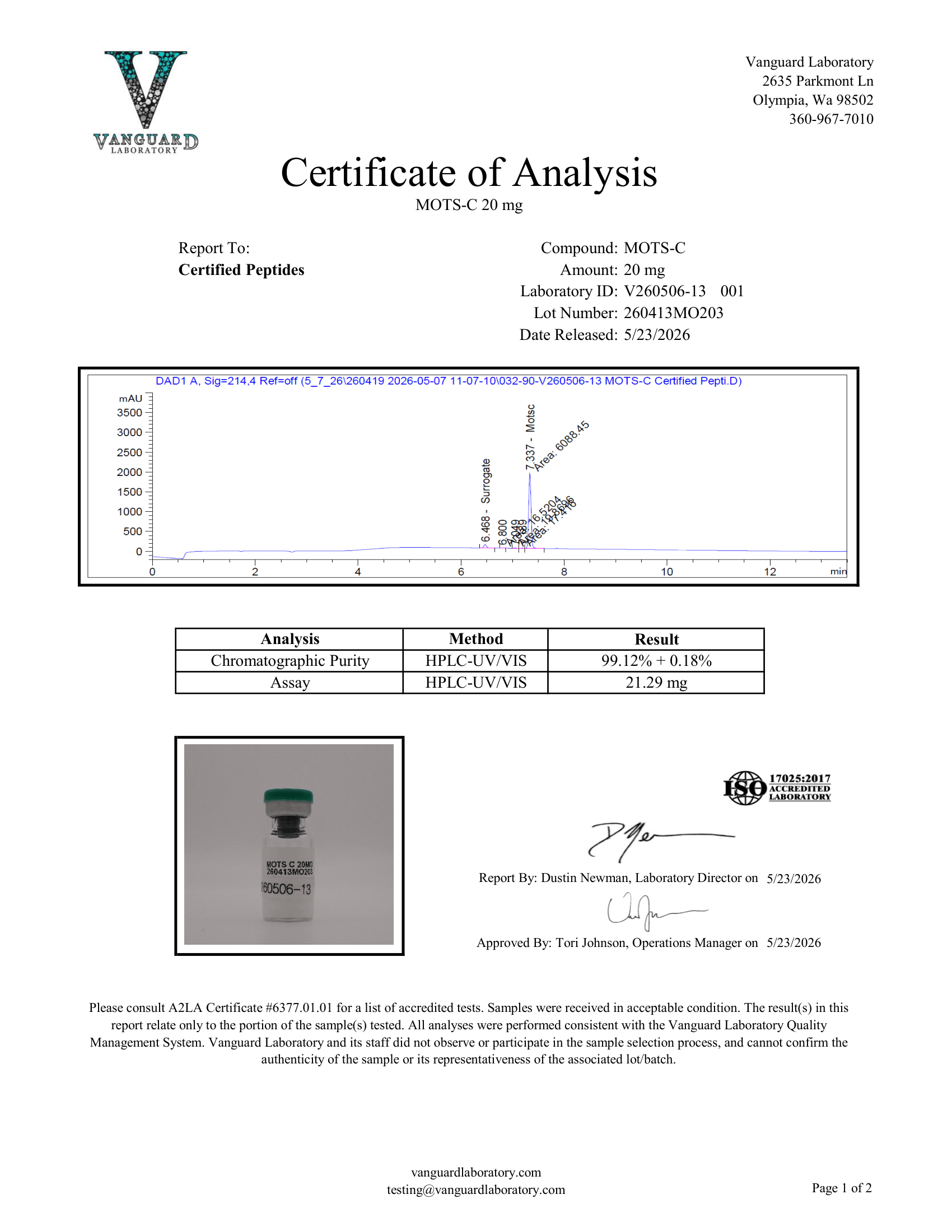 MOTS-c 20mg | High Purity Research Peptide | Certified-PEP