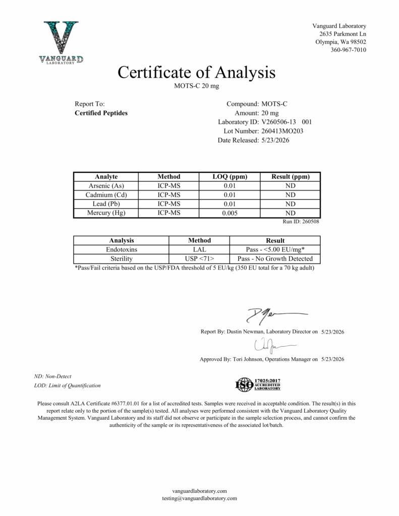 MOTS-c 20mg | High Purity Research Peptide | Certified-PEP